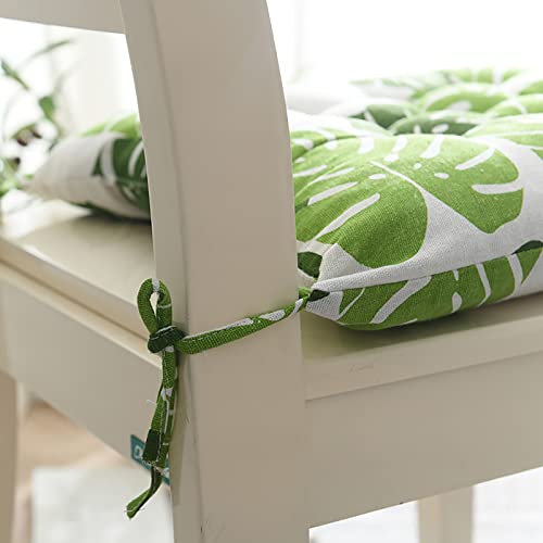Outdoor Chair Cushions Patio Chair Pads Bistro Seat Cushions with Ties Tropical Palm Leaves Pattern Dining Chair Seat Pads for Indoor Garden Patio Home Office Sofa Living Room Decorations 16 Inch