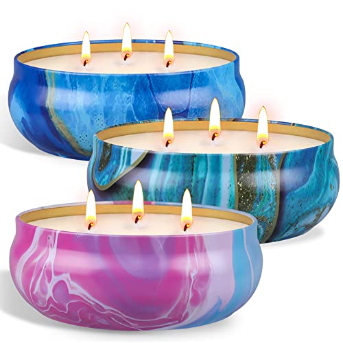 Citronella Candles Outdoor Large, 3 Wick Soy Wax Candle for Patio, 3 Pack 55oz, Up to 240hrs Burning, Scented Jar Candles Bulk Set for Indoor, Home Garden Yard Balcony Summer Camping