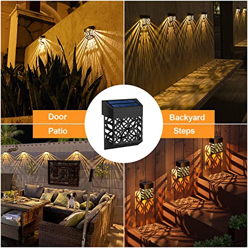Solar Fence Lights, Warm White Solar Lights Outdoor, Upgraded 2 Pack Solar Deck Lights, Waterproof Solar Powered Outdoor Lights Fence Light for Garden Yard Patio Yard Wall