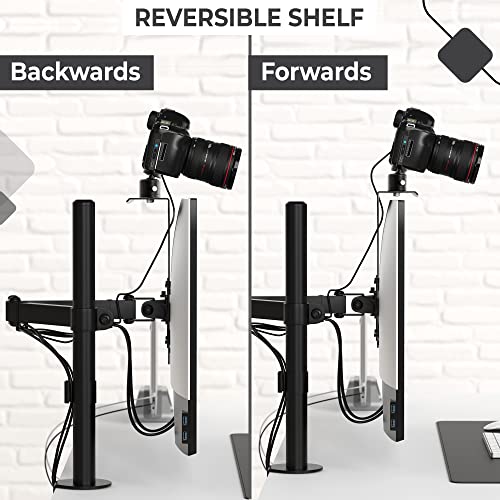 HumanCentric DSLR Monitor Mount β Monitor Shelf for Desk Camera Mount, Light Webcam and Microphone Camera Shelf for Monitor VESA Arm, Replace Clamp Tripods for Camera Desk Mount, Large