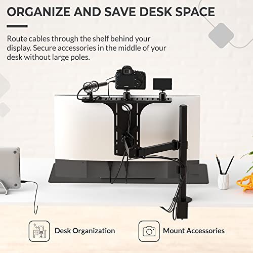 HumanCentric DSLR Monitor Mount β Monitor Shelf for Desk Camera Mount, Light Webcam and Microphone Camera Shelf for Monitor VESA Arm, Replace Clamp Tripods for Camera Desk Mount, Large