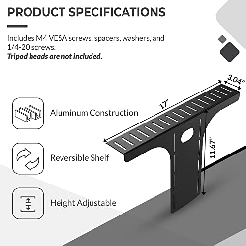 HumanCentric DSLR Monitor Mount β Monitor Shelf for Desk Camera Mount, Light Webcam and Microphone Camera Shelf for Monitor VESA Arm, Replace Clamp Tripods for Camera Desk Mount, Large