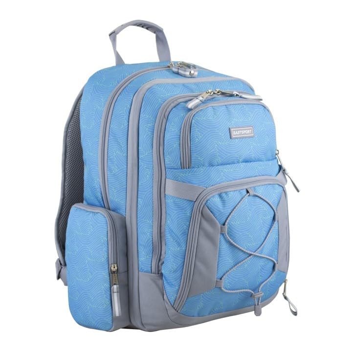 Eastsport Bungee Expandable Unisex Backpack Blue Crest