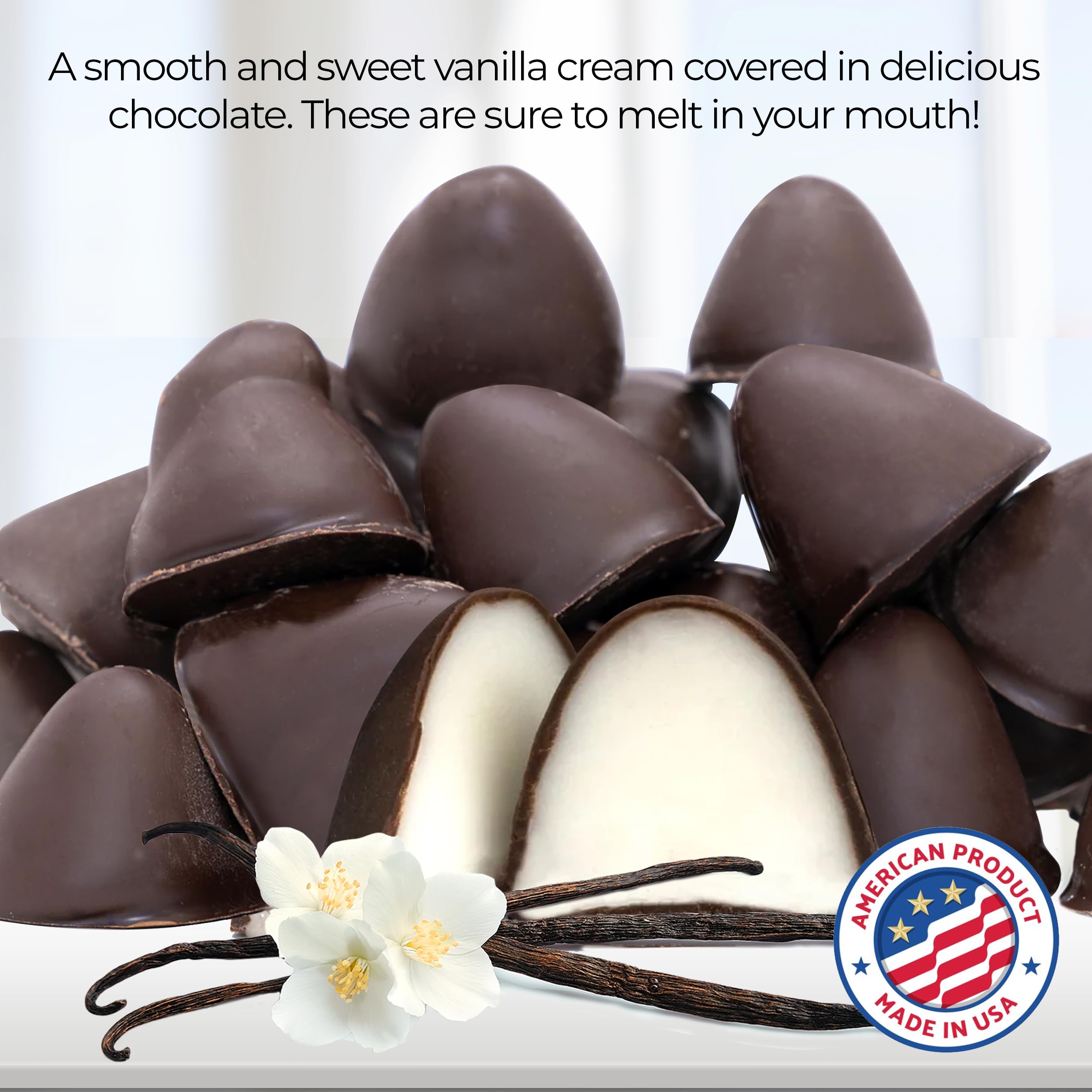 Zachary Old Fashioned Vanilla Creme Drops, Pack of 3 (6.5 oz each) - Old Fashioned Chocolate, Nostalgia, Vintage Chocolate, Holiday, Christmas Candy, Chocolate Drops, Zachary Chocolates - Comes in Munch Mania Packaging!