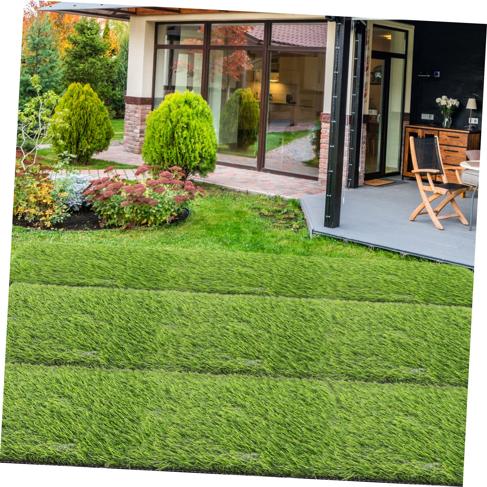 Happyyami 3pcs Artificial Grass Mat Imitation Grass Realistic Grass Rug Artificial Grass Squares Faux Decor Fake Lawn Grass Artificial Turf Faux Rug Fake Grass Cushion Pp Outdoor Lawn Bricks