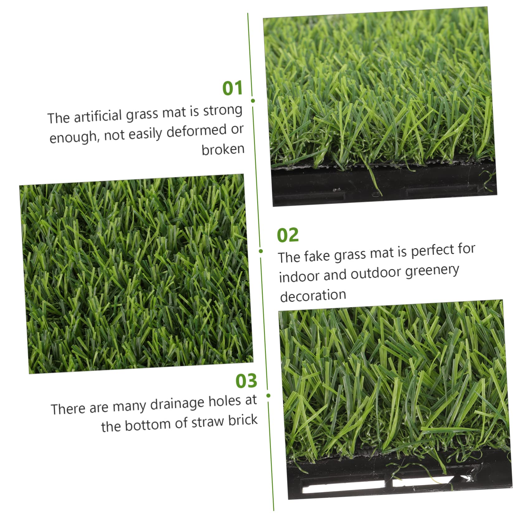 Happyyami 3pcs Artificial Grass Mat Imitation Grass Realistic Grass Rug Artificial Grass Squares Faux Decor Fake Lawn Grass Artificial Turf Faux Rug Fake Grass Cushion Pp Outdoor Lawn Bricks