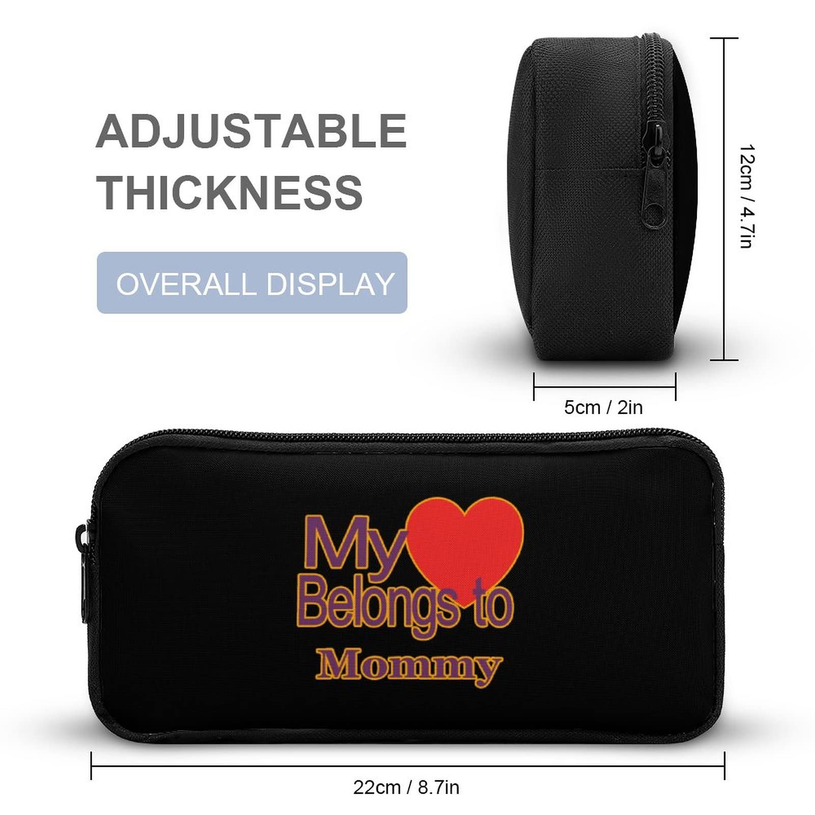 My Heart Belongs to Mommy Pencil Case Pencil Pouch Coin Pouch Cosmetic Bag Office Stationery Organizer