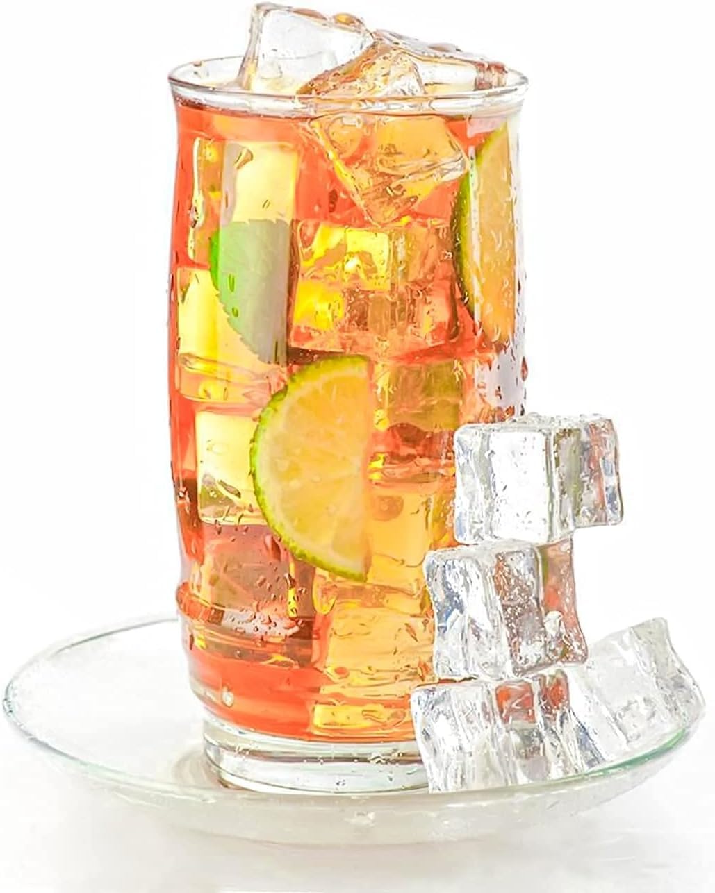 DomeStar Clear Fake Ice Cubes, 20 PCS 0.8" Plastic Ice Cubes Acrylic Clear Ice Rock Diamond Crystals Square Fake Ice Cubes Display for Home Decoration Wedding Centerpiece Vase Fillers