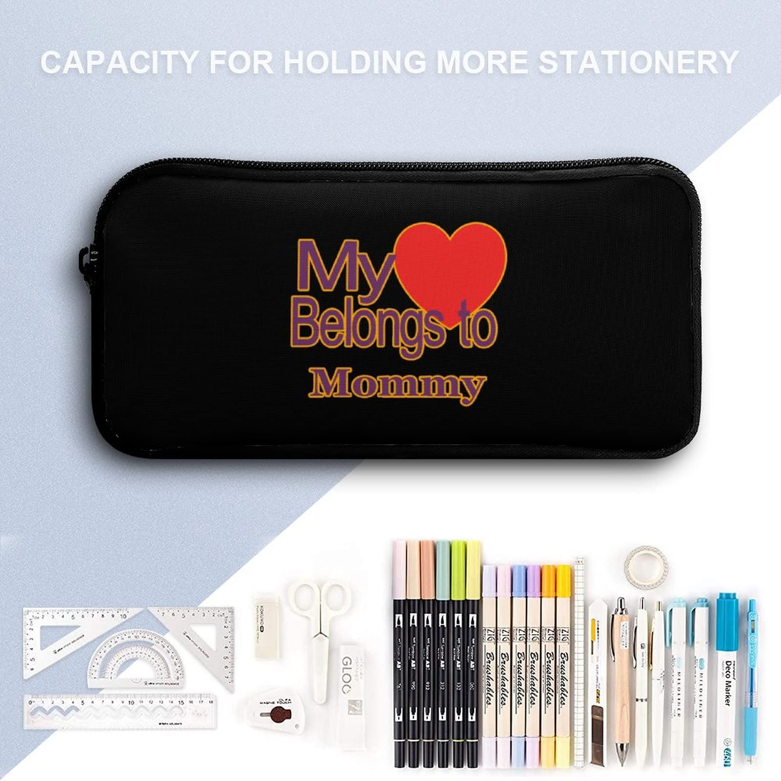 My Heart Belongs to Mommy Pencil Case Pencil Pouch Coin Pouch Cosmetic Bag Office Stationery Organizer