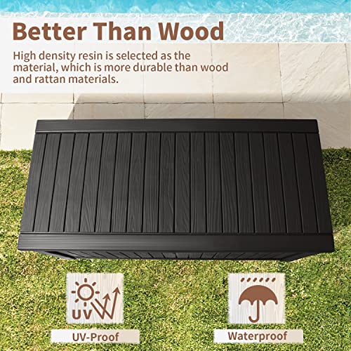 JUMMICO 150 Gallon Resin Deck Box Larage Outdoor Storage Box Waterproof UV Resistant Lockable Storage Container for Patio Furniture, Toys, Cushions, Garden Tools (Black)