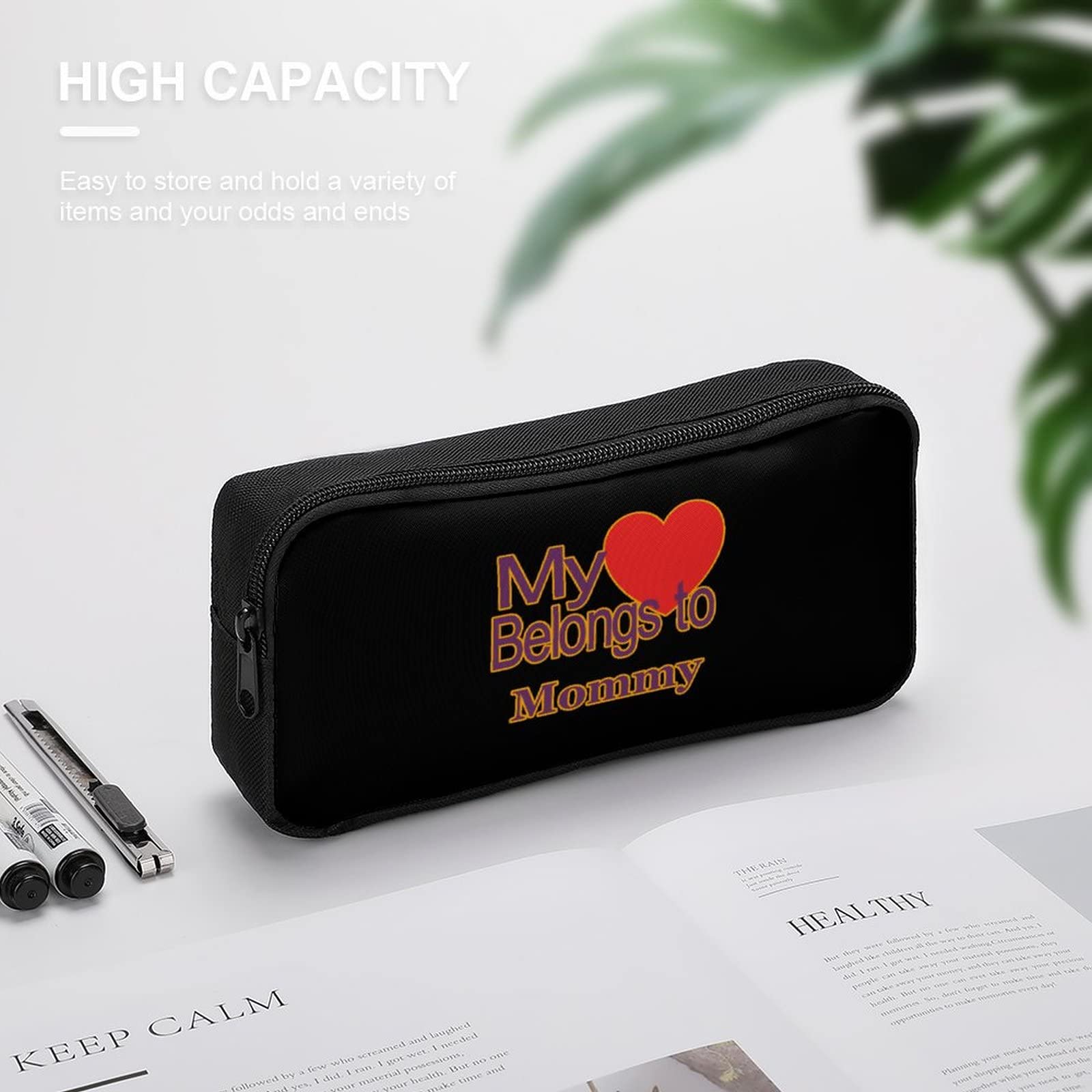 My Heart Belongs to Mommy Pencil Case Pencil Pouch Coin Pouch Cosmetic Bag Office Stationery Organizer