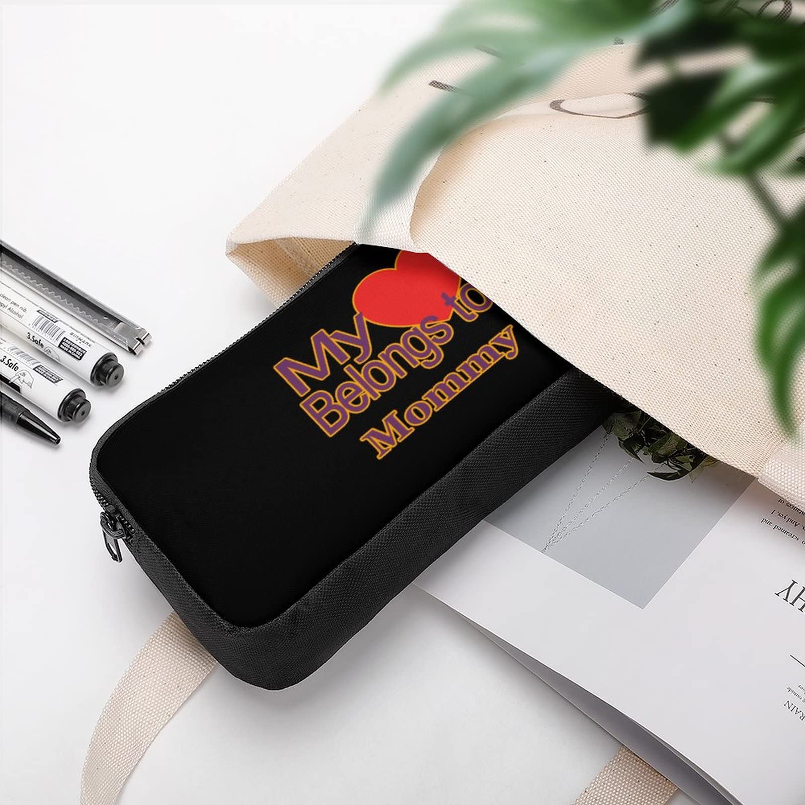 My Heart Belongs to Mommy Pencil Case Pencil Pouch Coin Pouch Cosmetic Bag Office Stationery Organizer