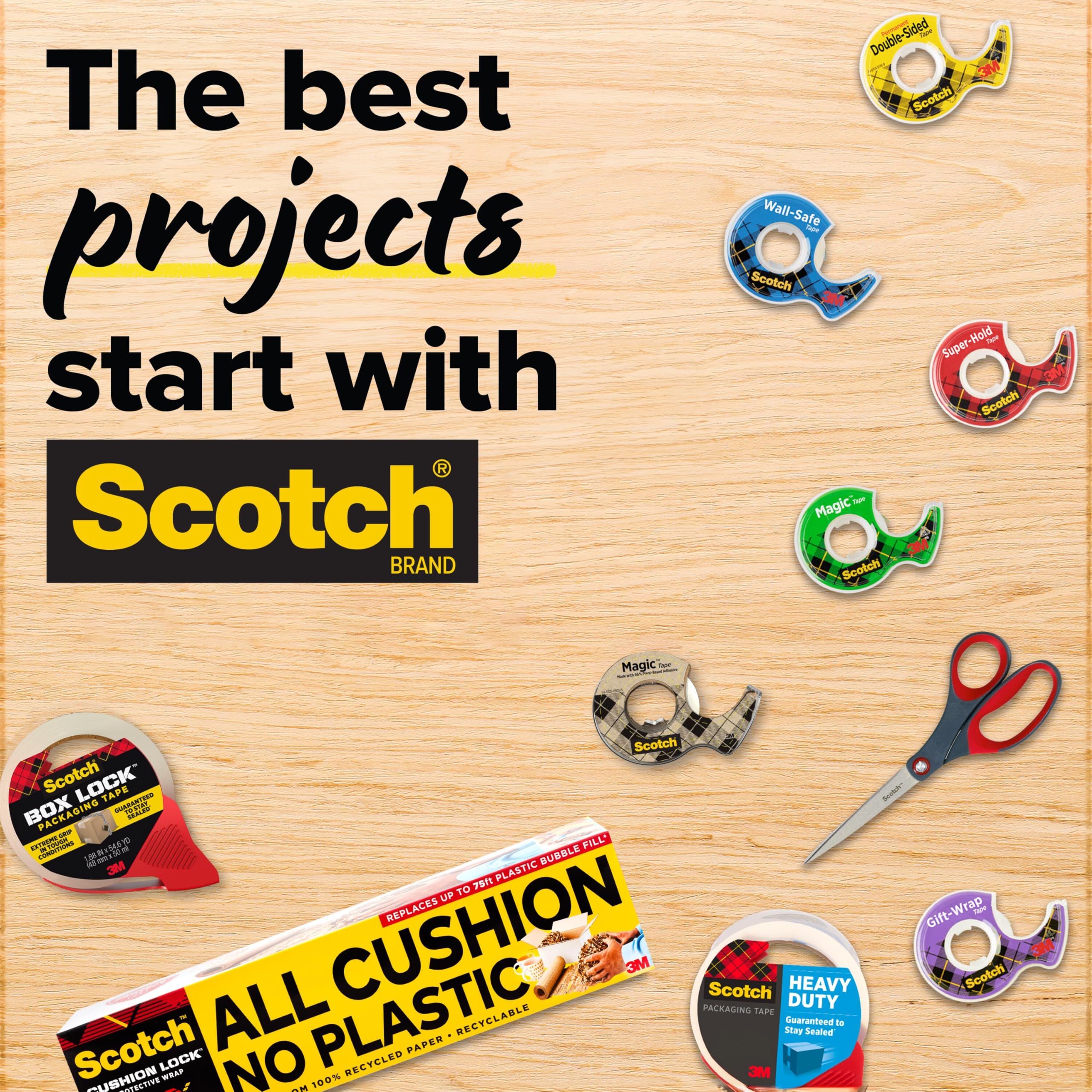 Scotch Transparent Tape, 1/2 in x 1296 in, 2 Boxes/Pack (600)