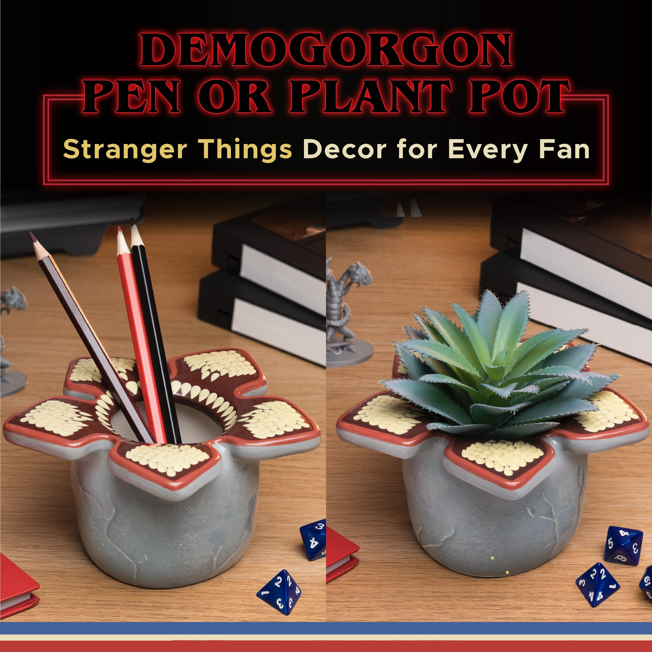 Paladone Stranger Things Demogorgon Ceramic Planter or Pen Holder | Officially Licensed Stranger Things Merchandise and Desk Decor