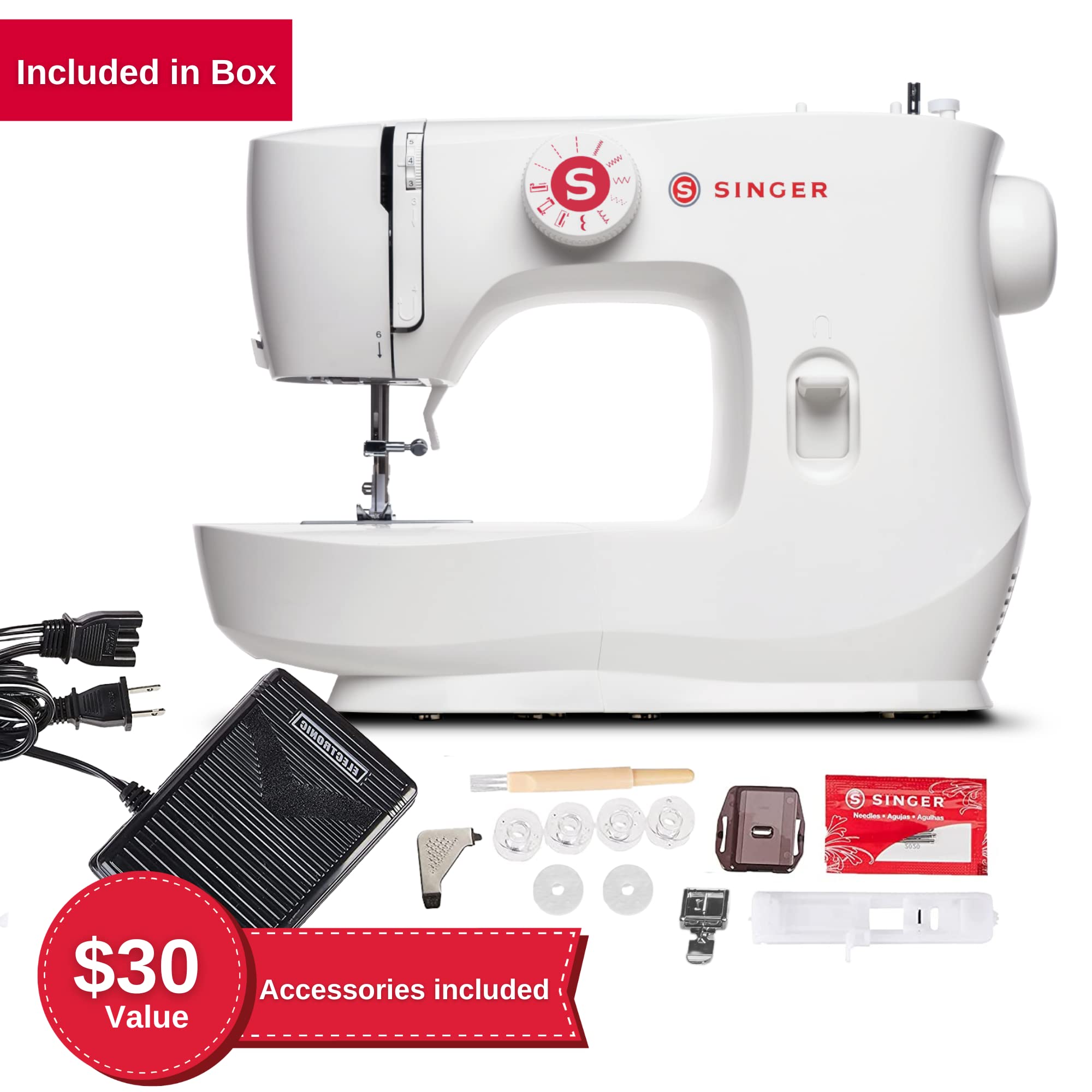 SINGER | MX60 Sewing Machine With Accessory Kit & Foot Pedal - 57 Stitch Applications - Simple & Great for Beginners