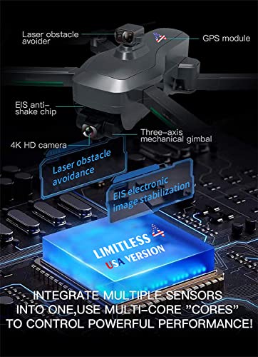 Drone X Pro LIMITLESS 4 GPS 4K UHD Camera Drone for Adults with EVO Obstacle Avoidance, 3-Axis Gimbal, Auto Return Home, Follow Me, Long Flight Time, Long Control Range, 5G WiFi FPV Live Video, EIS, Superior Stabilization (With Travel Case)