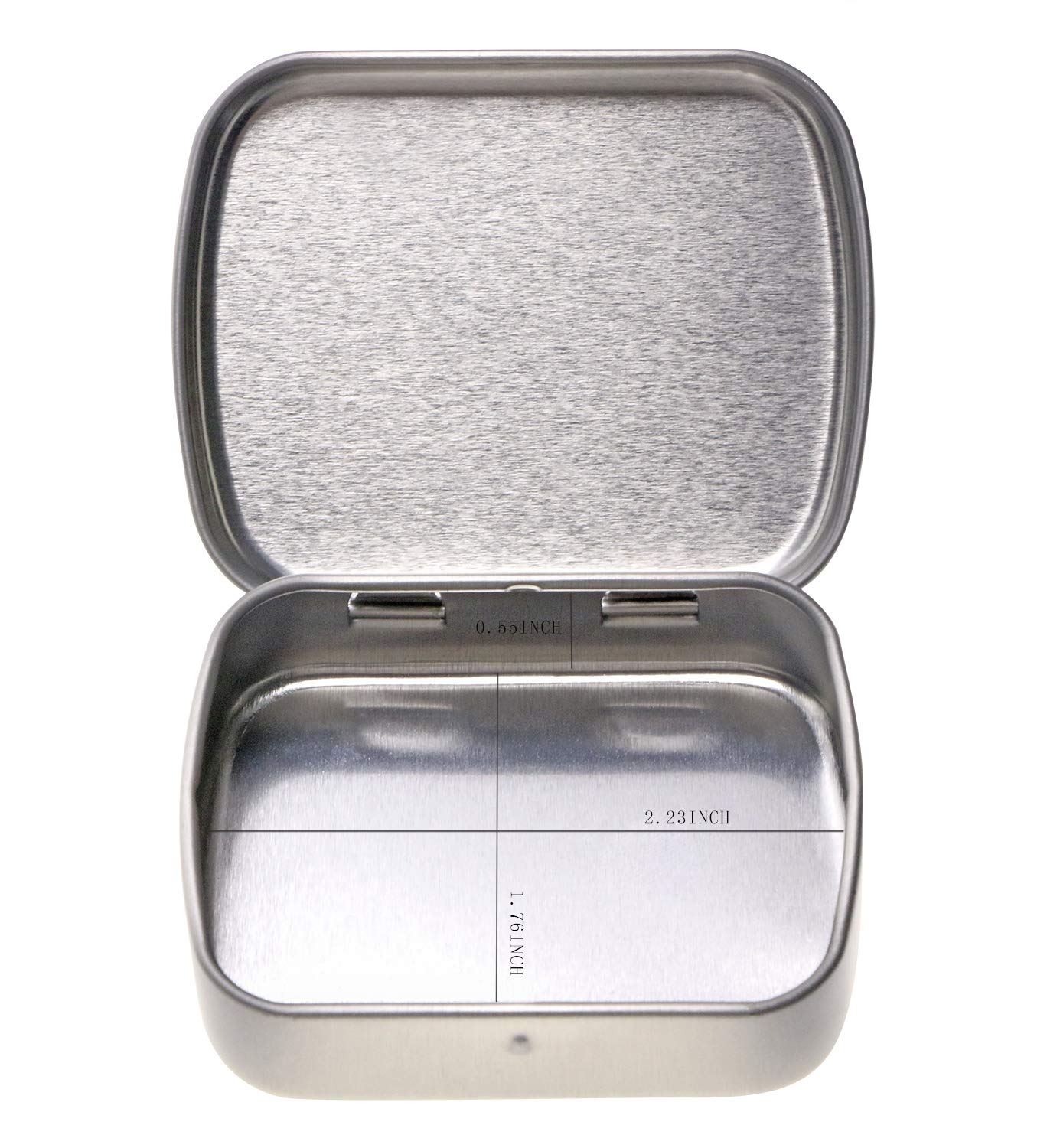 Mini Skater 2.23 x1.76 x 0.55 inch Metal Tin Box Portable Small Container Storage Case with Solid Hinged Top for Drawing Pin Nail Art Bead Earring and Jewelry Craft Organizing,4Pcs (Silver)