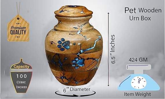 WEE WOODEN Small Urns for Human Ashes | Mini Urns for Human Ashes | Wooden Urn for Dogs Ashes | Cremation Urn for Pet Ashes | Memorial Pet Urns