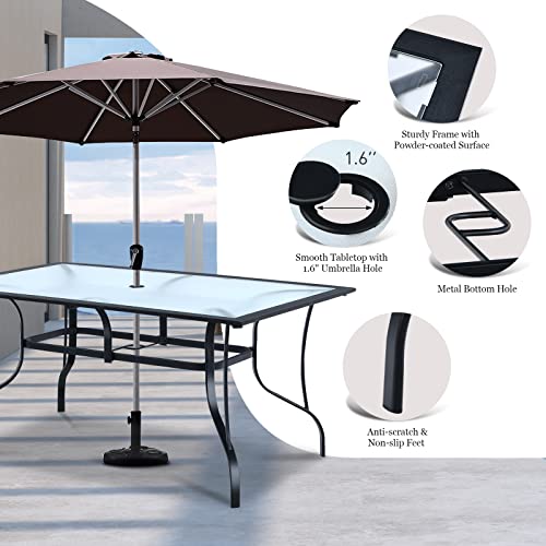 Tangkula 60" x 38" Patio Dining Table, All Weather Rectangular Dining Table w/ 1.6" Umbrella Hole & Steel Frame, Indoor & Outdoor Patio Dining Furniture for Backyard, Garden, Poolside