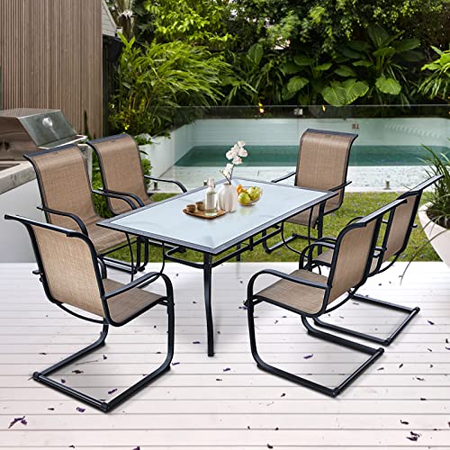 Tangkula 60" x 38" Patio Dining Table, All Weather Rectangular Dining Table w/ 1.6" Umbrella Hole & Steel Frame, Indoor & Outdoor Patio Dining Furniture for Backyard, Garden, Poolside