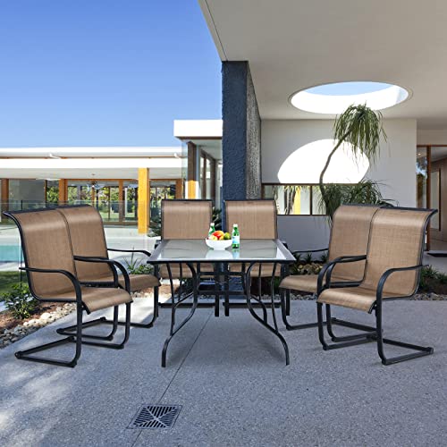 Tangkula 60" x 38" Patio Dining Table, All Weather Rectangular Dining Table w/ 1.6" Umbrella Hole & Steel Frame, Indoor & Outdoor Patio Dining Furniture for Backyard, Garden, Poolside