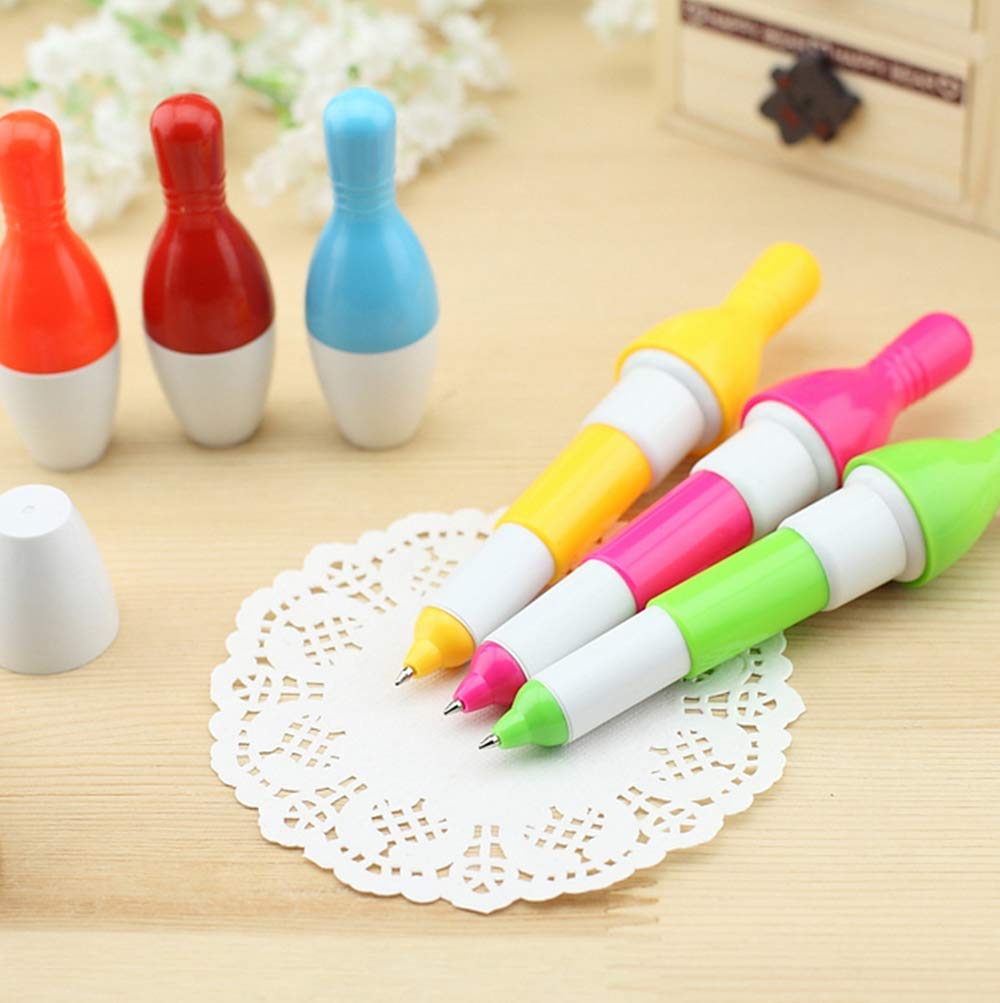 SWTOOL 30pcs Bowling Ballpoint Pen Cute Cartoon Retractable Ball Pen for Kids (Random Color)