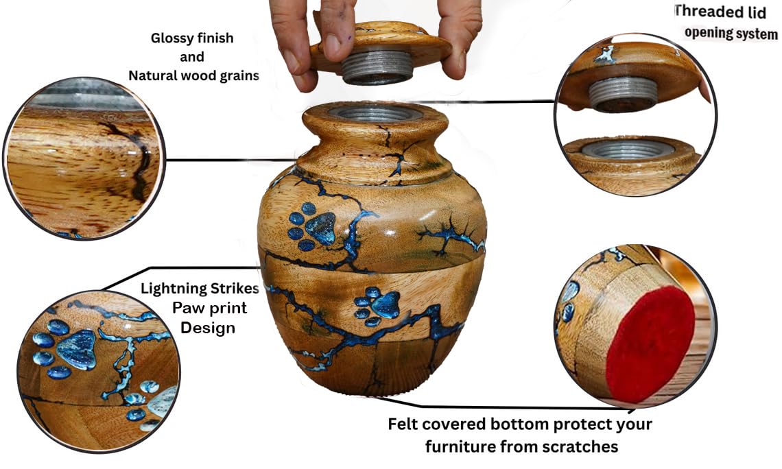WEE WOODEN Small Urns for Human Ashes | Mini Urns for Human Ashes | Wooden Urn for Dogs Ashes | Cremation Urn for Pet Ashes | Memorial Pet Urns