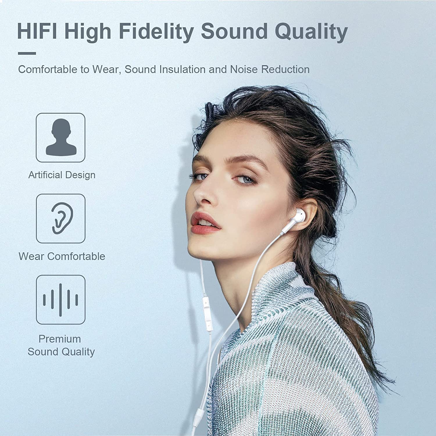 Earbuds Wired Headphones, Earphones with Built-in Microphone & Volume Control, Remote Music Control, Phone Calls, Noise Isolating Headsets Compatible with iPhone 14/13/12/11/XR/XS/X/8/7/SE/Pro Max