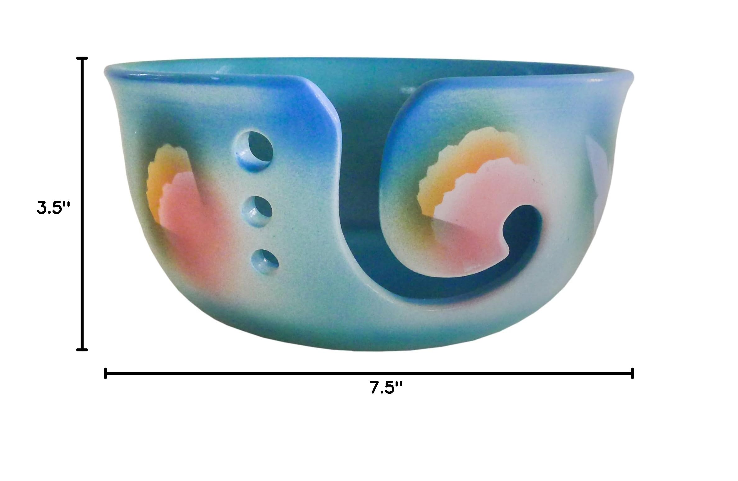 Springtime Yarn Storage Bowl by Award-Winning Artist Judith Stiles. Handcrafted Pottery Knitting Bowl, Handmade From Durable Pottery, Fits 3 Balls. Gift for Knitters. Made in the USA.7.5" Diam. x 3.5"