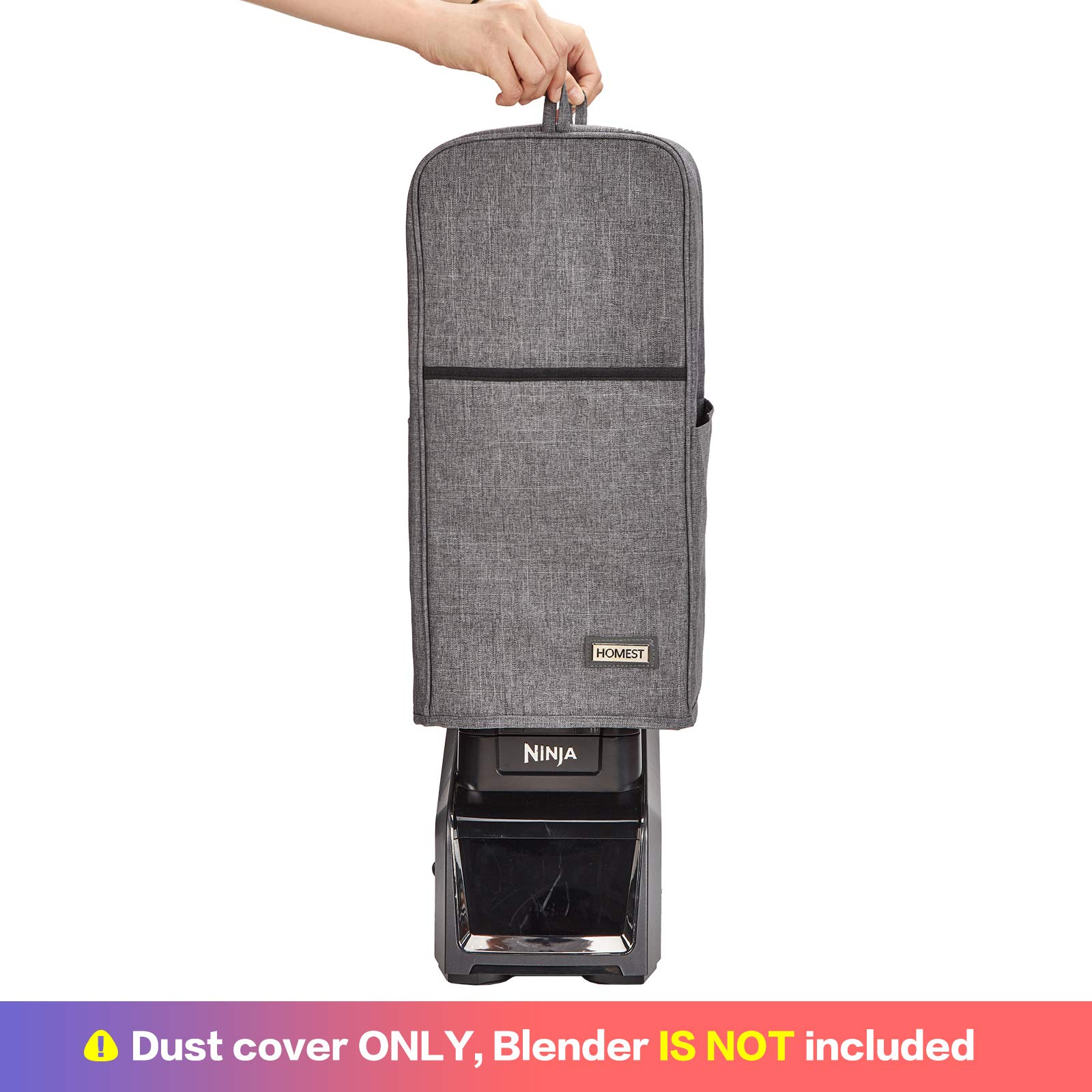 HOMEST Blender Dust Cover with Accessory Pocket Compatible with Ninja Foodi, Grey (Patent Pending)