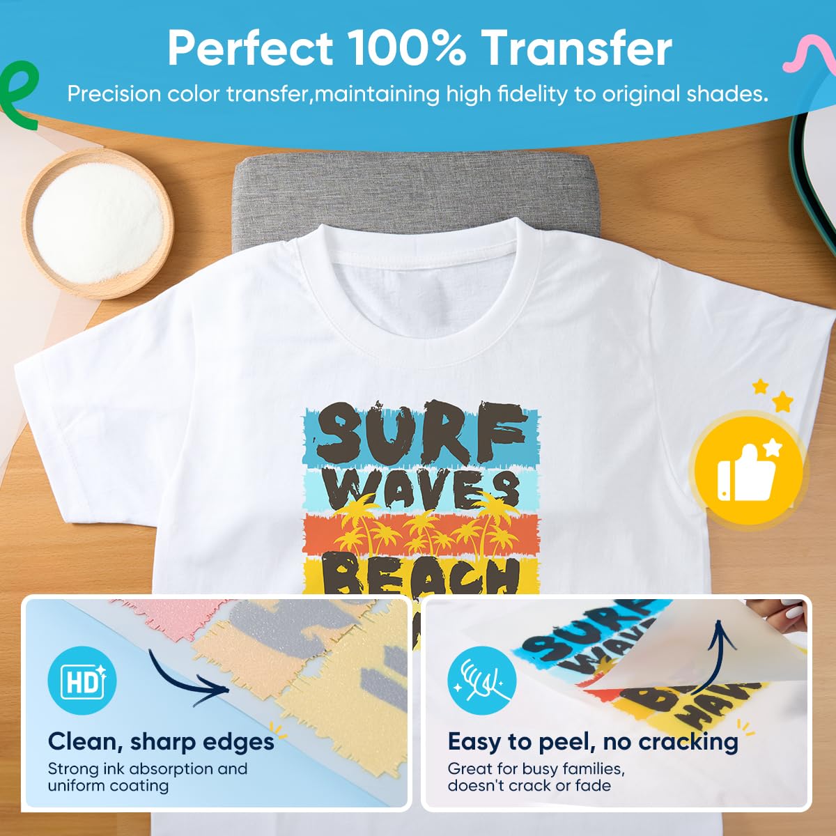 SIIHENRRY Premium DTF Transfer Film: A4 (8.3" x 11.7") 15 Sheets Matte PET Heat Transfer Paper for All DTF&DTG Printer Direct Print On T Shirts Textile