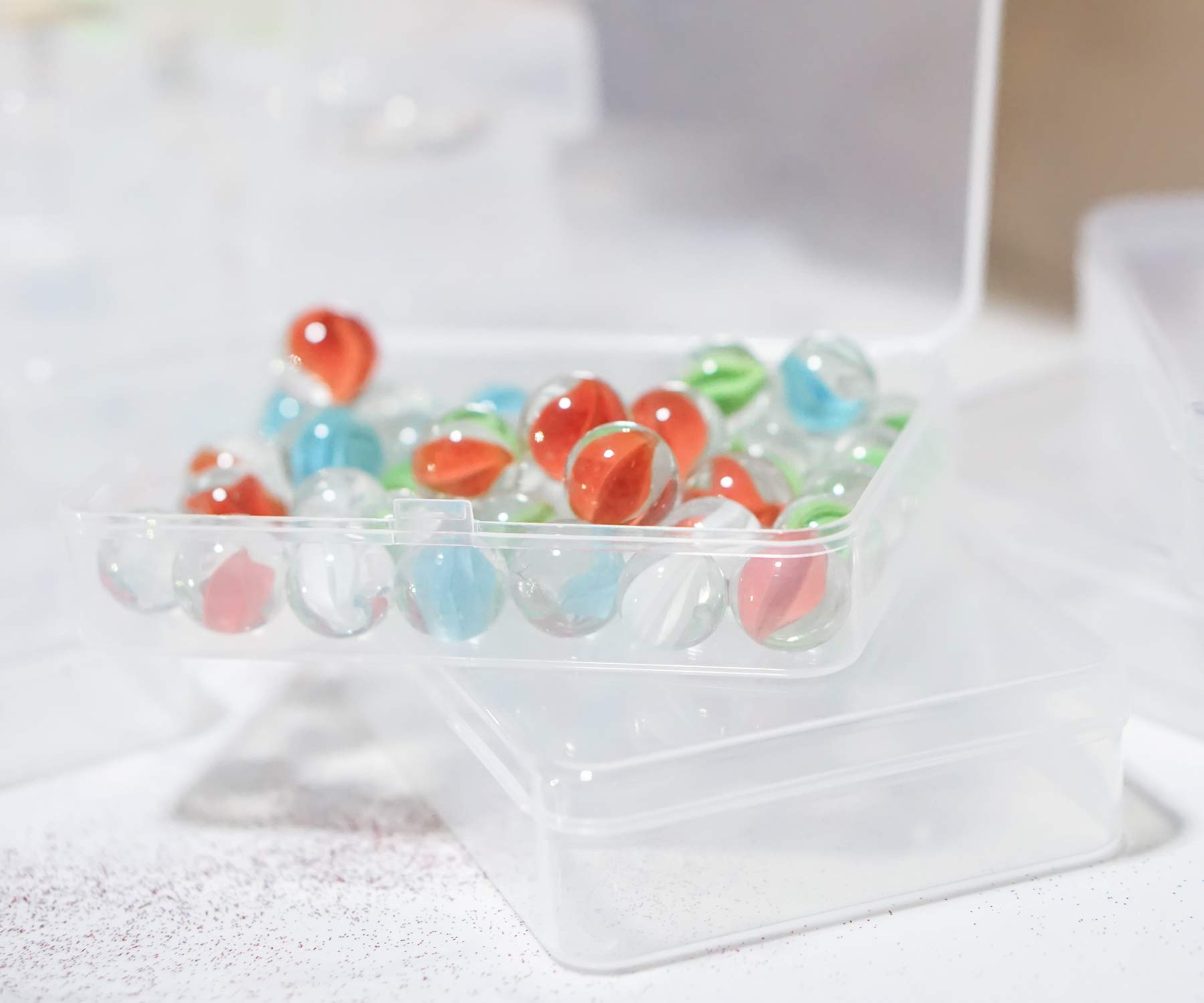 Kingrol 32 Pack Mini Clear Plastic Storage Containers with Lids, 3 Size Empty Hinged Boxes for Beads, Jewelry, Tools, Craft Supplies