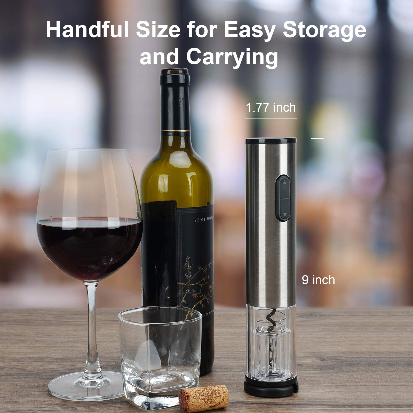 SENZER Electric Wine Opener Automatic Wine Bottle Opener Corkscrew Wine Opener with Foil Cutter Stainless Steel Resuable Wine Opener