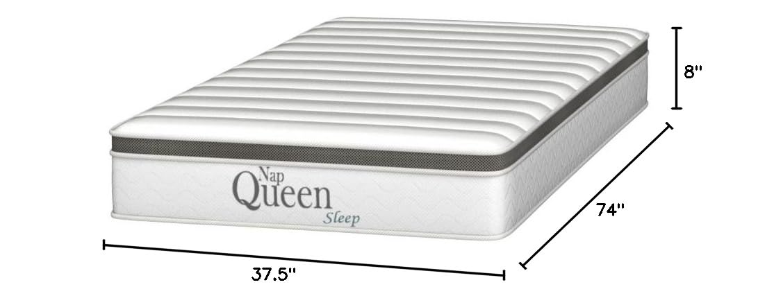 NapQueen 8 Inch Maxima Hybrid Mattress, Twin Size, Cooling Gel Infused Memory Foam and Innerspring Mattress, Bed in a Box