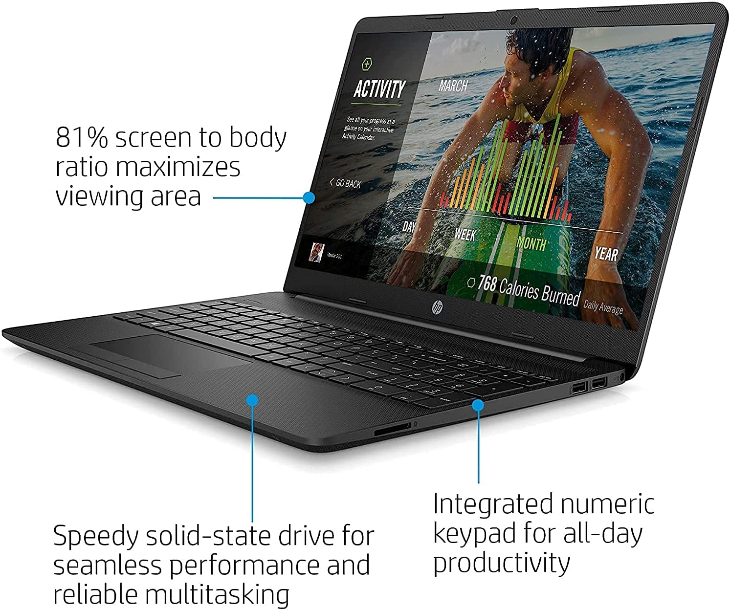 2022 Newest HP Notebook 15 Laptop, 15.6" Full HD Screen, Intel Celeron N4020 Processor, 16GB DDR4 Memory, 512GB SSD, Online Meeting Ready, Webcam, Type-C, RJ-45, HDMI, Windows 10 Home, Black (Renewed)