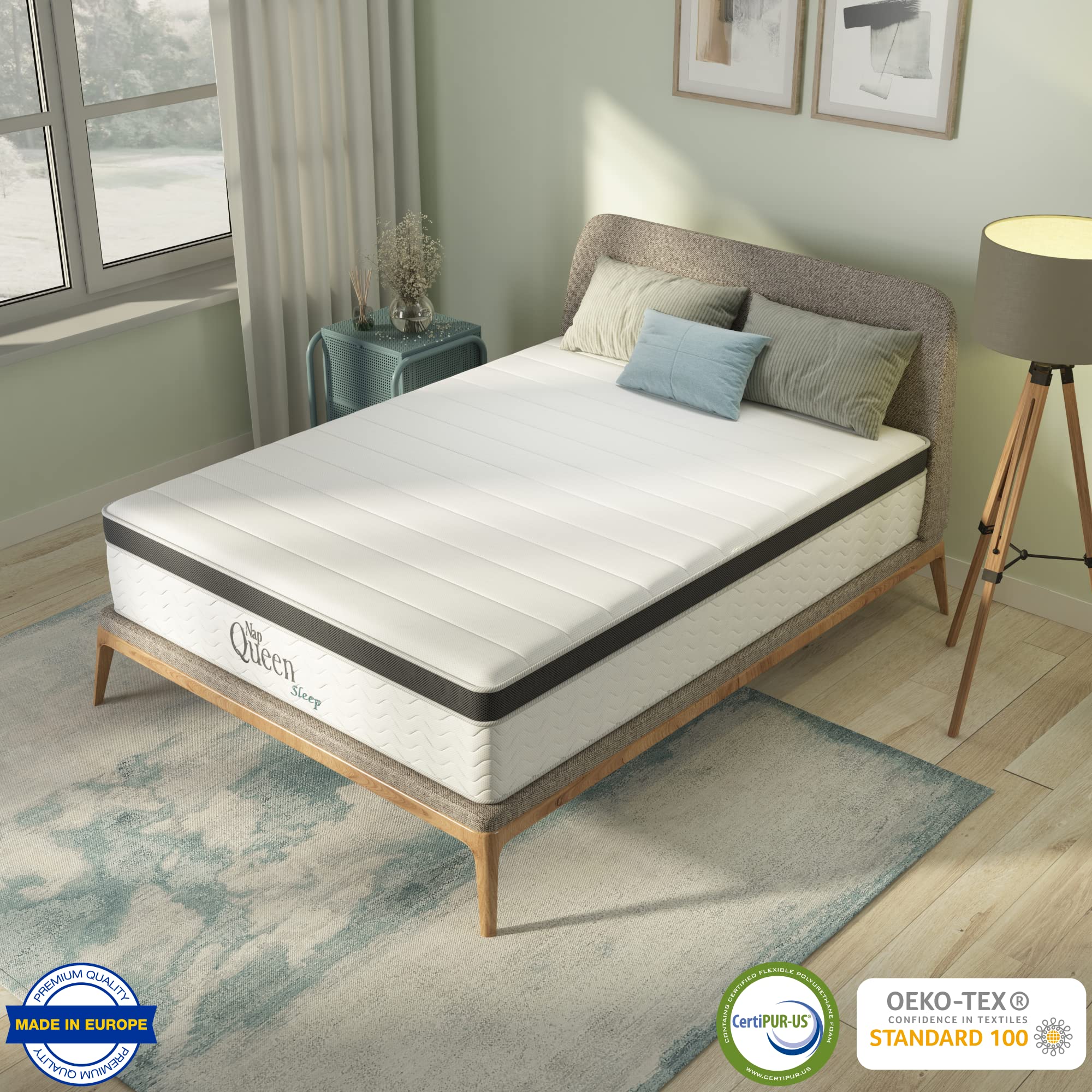 NapQueen 8 Inch Maxima Hybrid Mattress, Twin Size, Cooling Gel Infused Memory Foam and Innerspring Mattress, Bed in a Box