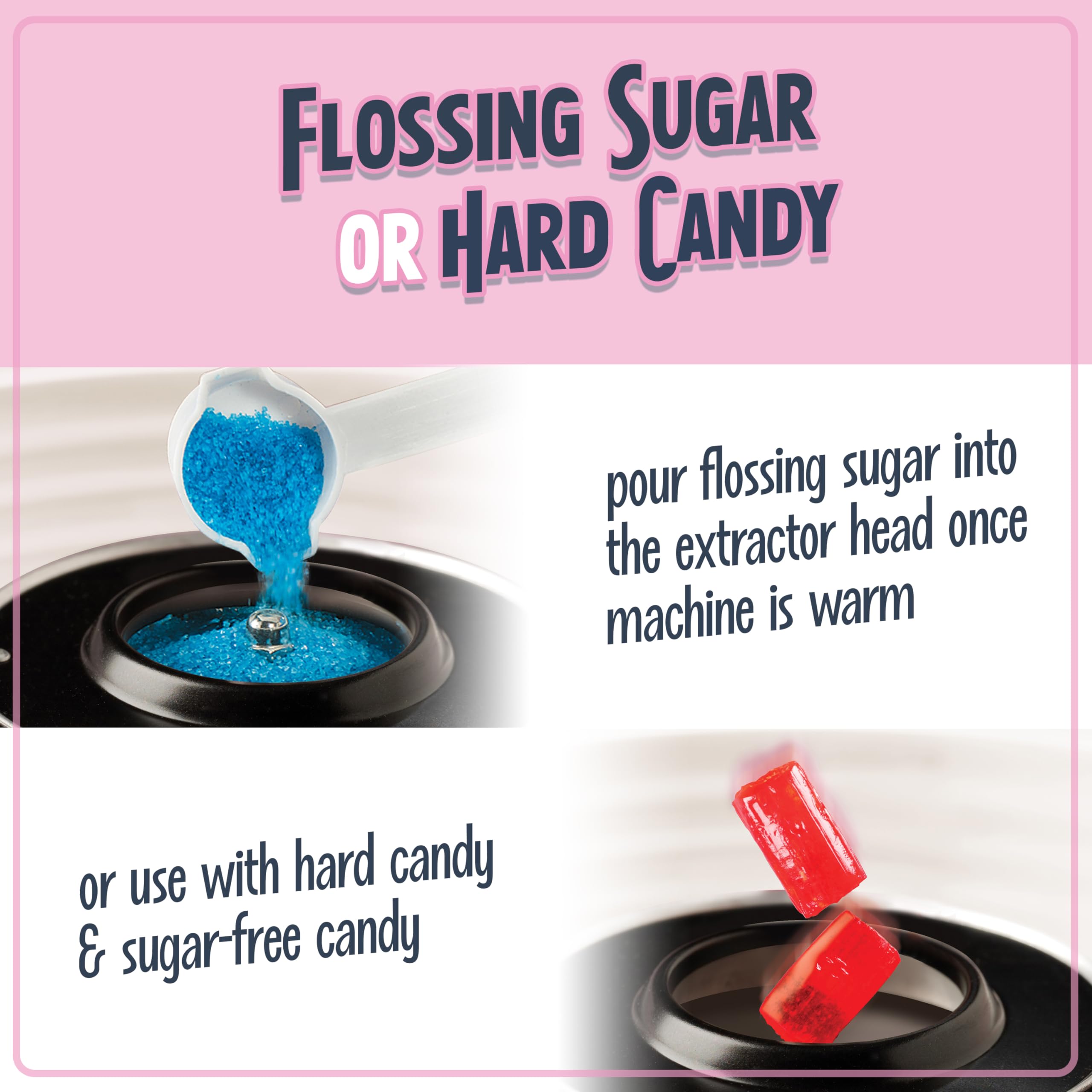 Nostalgia Retro Countertop Cotton Candy Maker, Vintage Candy Machine for Hard Candy & Flossing Sugar, Pink