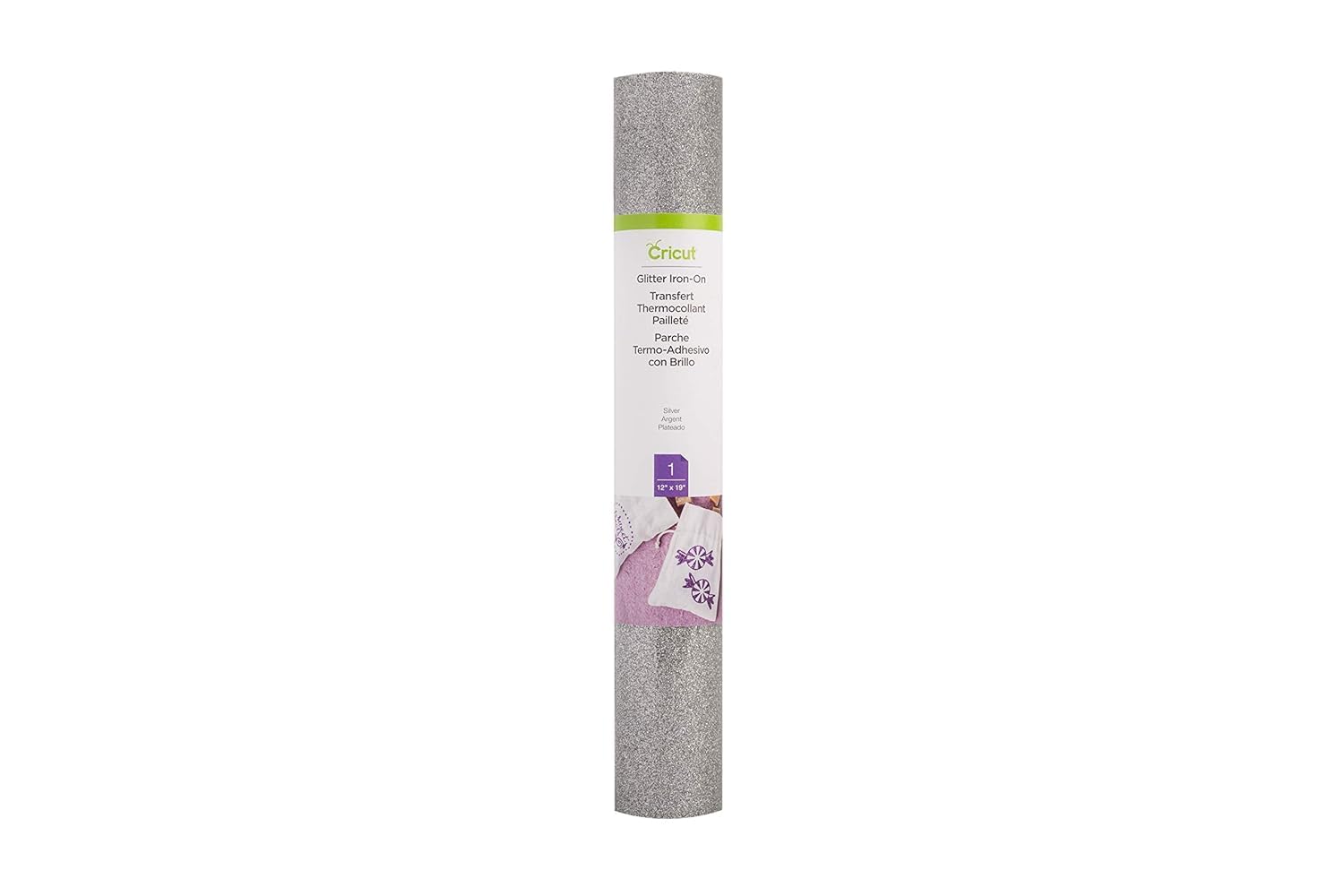 Cricut Glitter Iron On Vinyl Sheets, 12" x 19", DIY Supplies, HTV Rolls - Silver