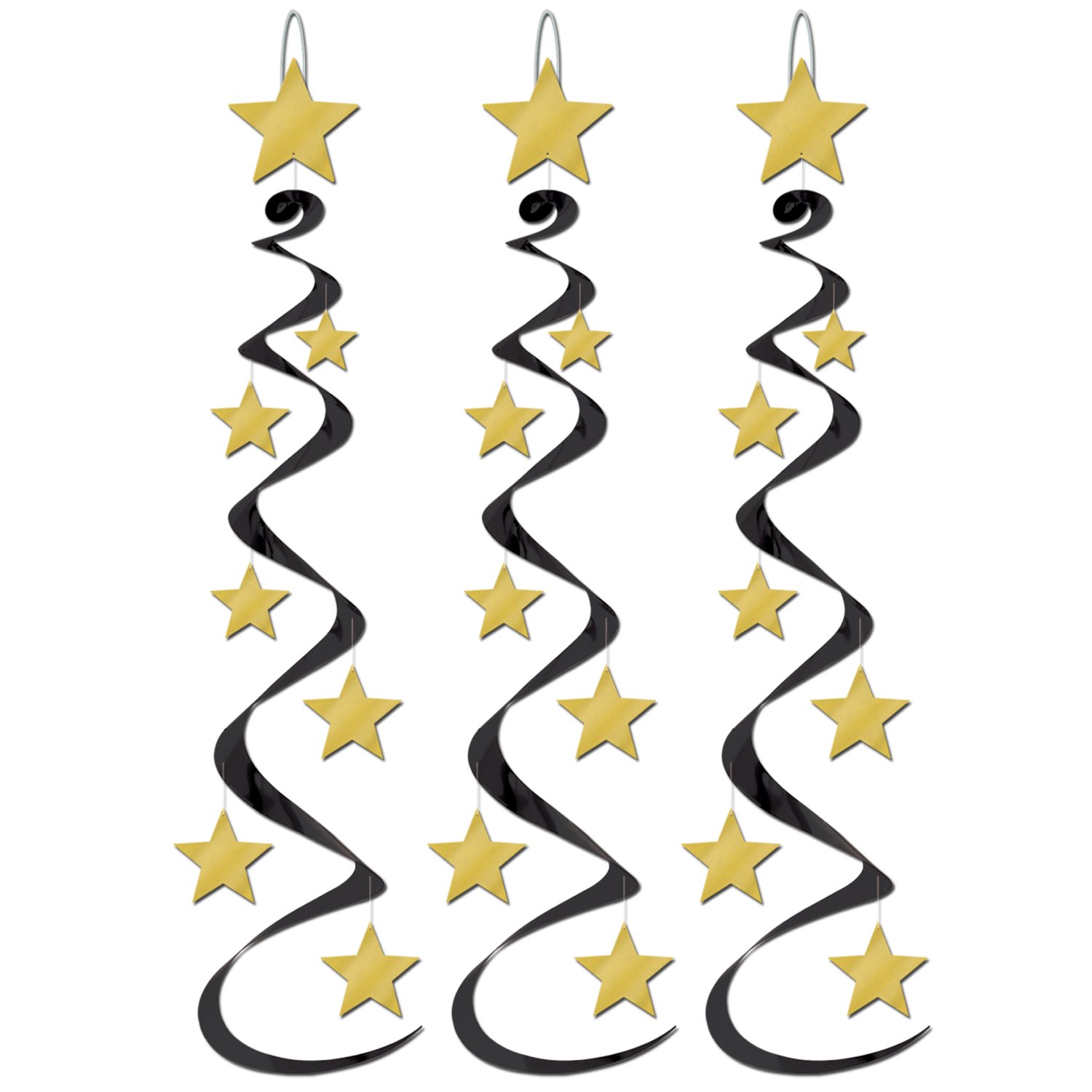 VIP Black & Gold Hollywood Red Carpet Awards Night Party Decorations for Birthday Retirement Graduation Door Cover Hanging Whirls Pennant Banner Bundle Pack Set Kit