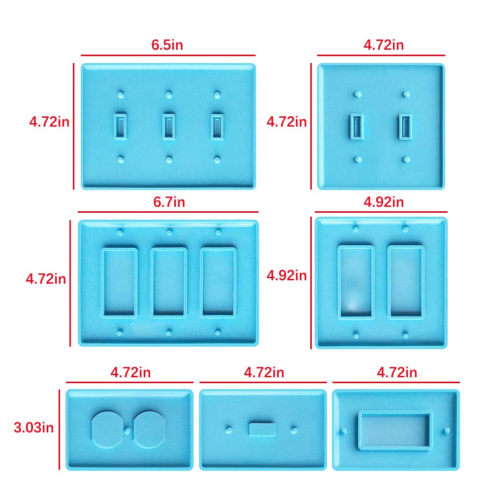 Light Switch Cover Resin Molds,Switch Socket Panel Plaster Mold for Epoxy Resin,Switch Socket Panel Epoxy Molds,Switch Plate Silicone Mold Outlet Cover Molds for DIY Crafts Making Home Decor(7pcs)