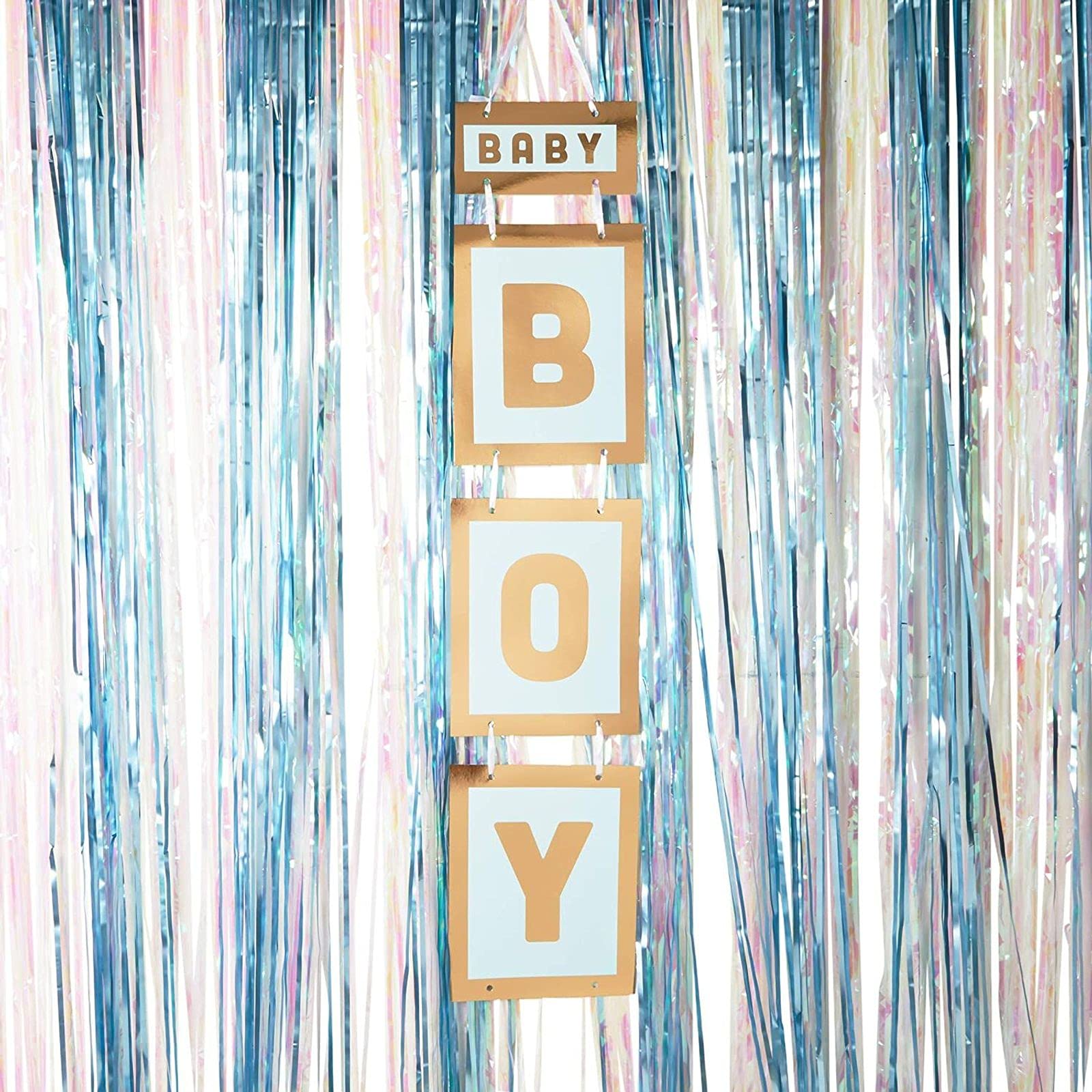 Boy Baby Shower Decorations, Gold Foil Signs (7.8 x 42.5 in, 4 Pack)