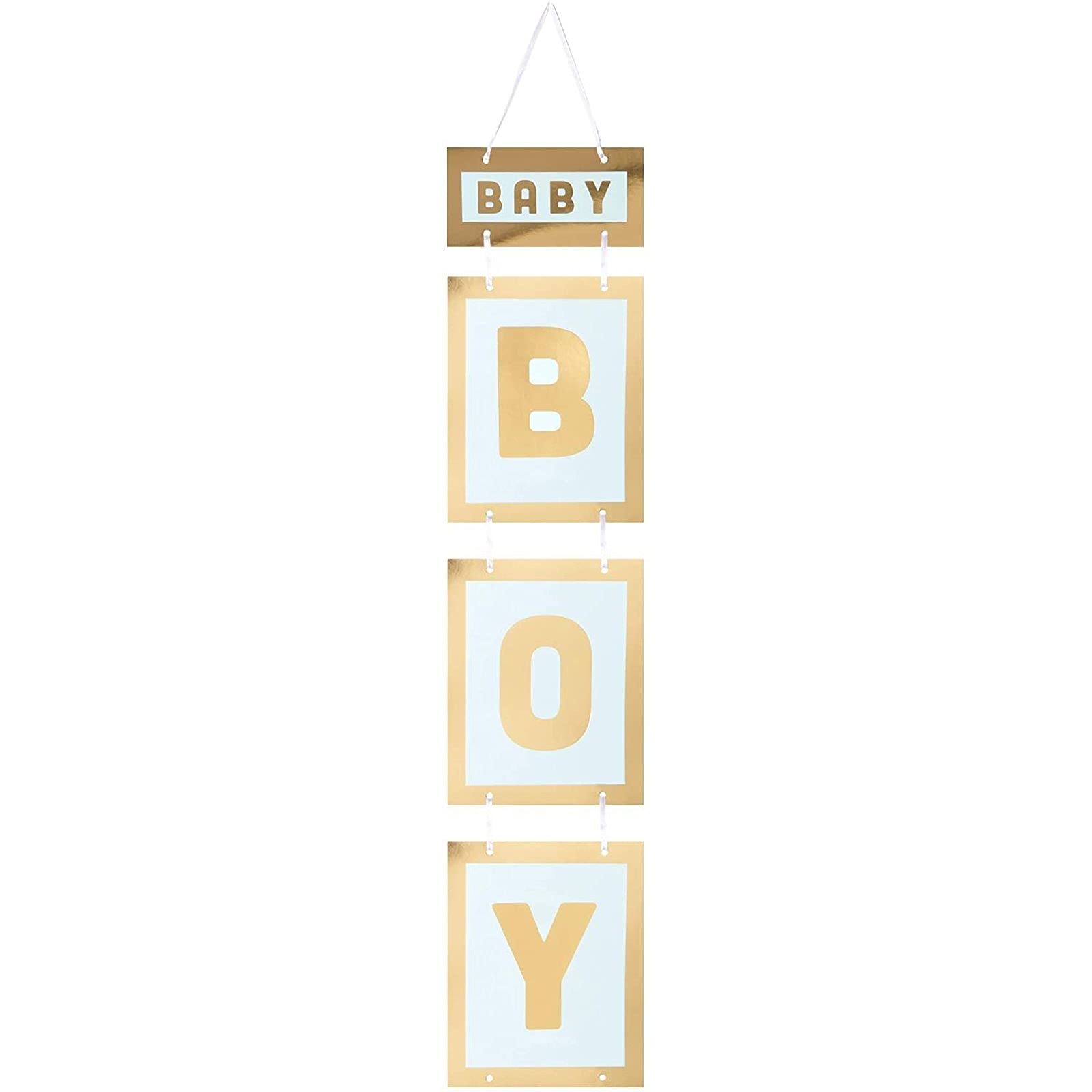 Boy Baby Shower Decorations, Gold Foil Signs (7.8 x 42.5 in, 4 Pack)