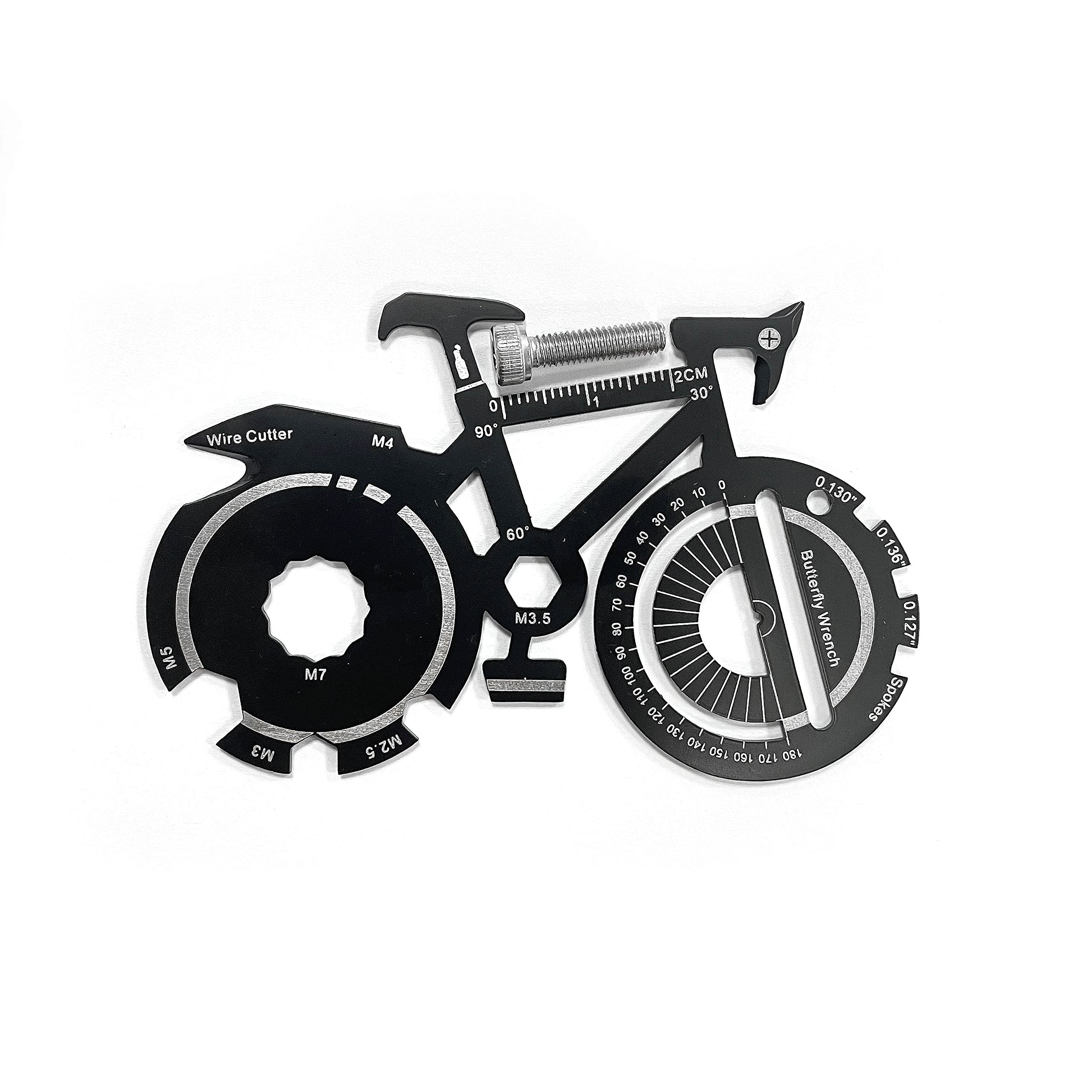 20 in 1 Bicycle Stainless Steel Flat Wallet Credit Card Multitool - EDC Survival Tools and Gadgets Box or Bottle Opener Keychain Accessories Utility Multi Purpose Pocket Tool - Gifts for Men Unique