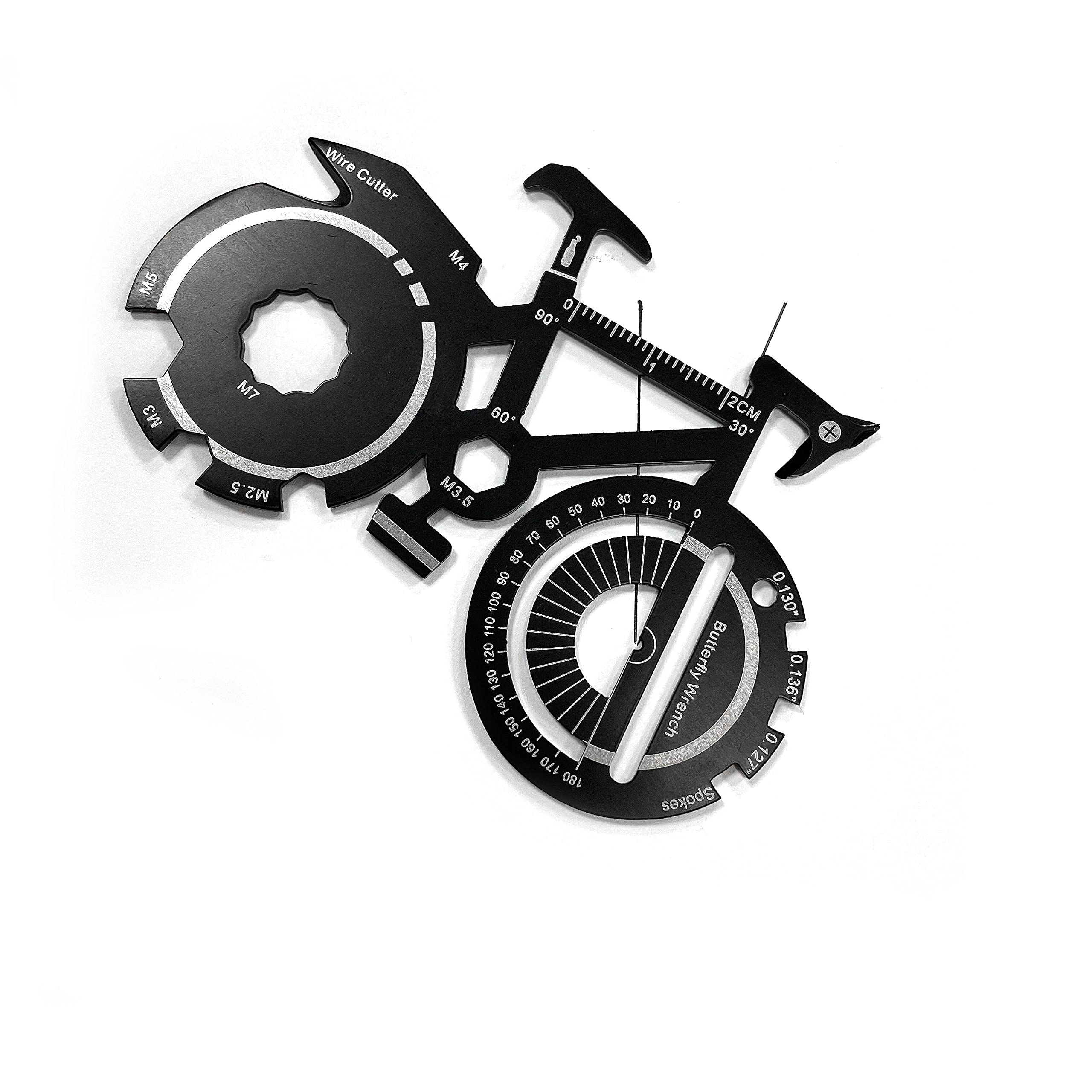 20 in 1 Bicycle Stainless Steel Flat Wallet Credit Card Multitool - EDC Survival Tools and Gadgets Box or Bottle Opener Keychain Accessories Utility Multi Purpose Pocket Tool - Gifts for Men Unique