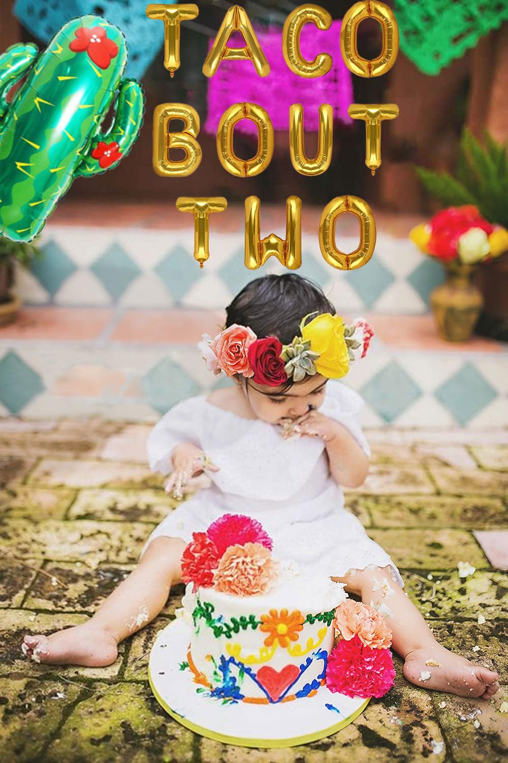 LaVenty 5 PCS Taco Bout Two Balloons Taco Bout Two Decoration Taco Twosday Decoration Taco Twosday Balloons for Cinco de Mayo Fiesta Decorations