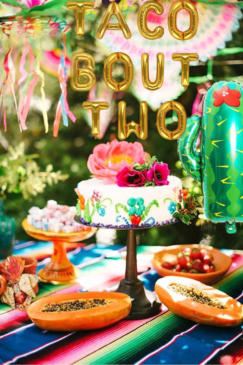 LaVenty 5 PCS Taco Bout Two Balloons Taco Bout Two Decoration Taco Twosday Decoration Taco Twosday Balloons for Cinco de Mayo Fiesta Decorations