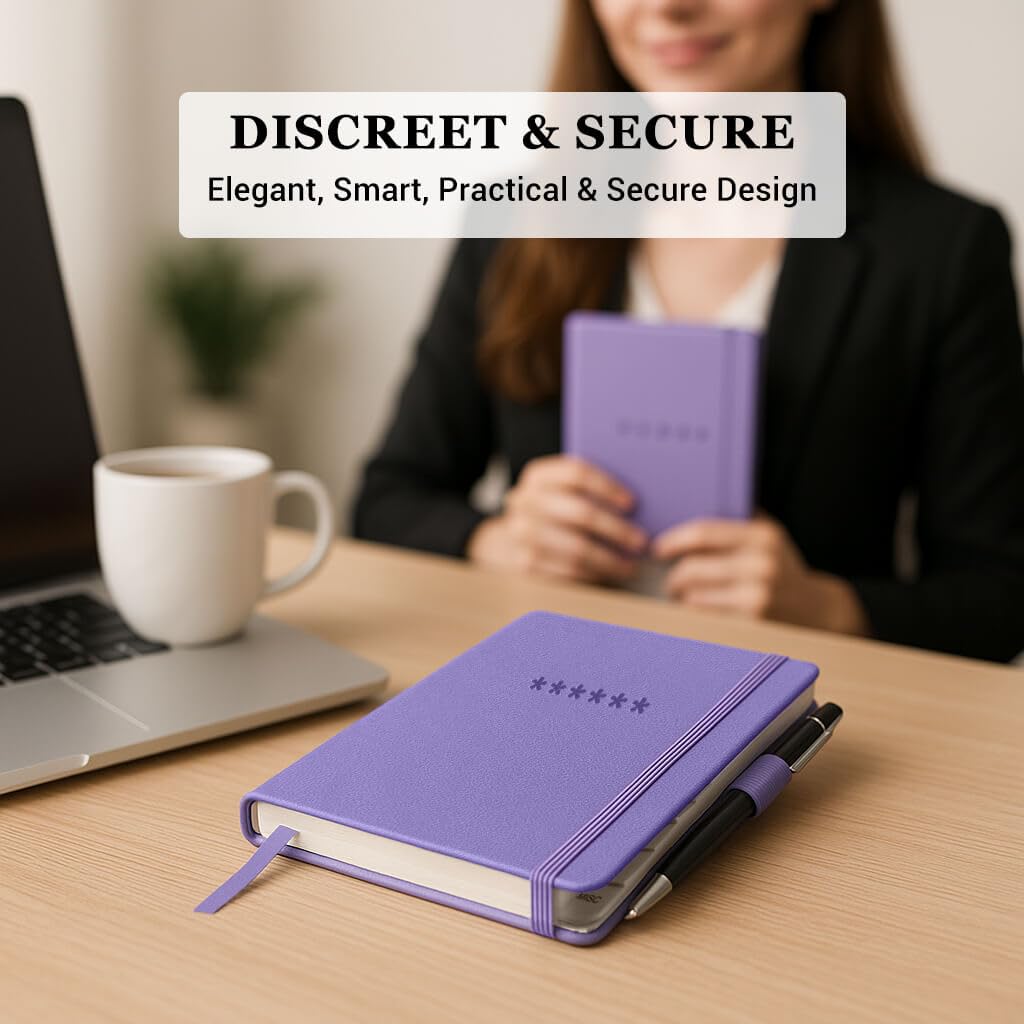 Password Book with Alphabetical Tabs β Hardcover Internet Address & Password Organizer β Password Keeper Notebook for Computer & Website β 5.2 x 7.6" Log-in Password Journal w/ Thick Paper (Lavender)