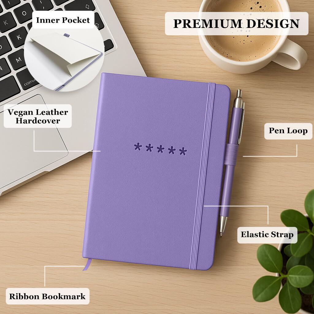 Password Book with Alphabetical Tabs β Hardcover Internet Address & Password Organizer β Password Keeper Notebook for Computer & Website β 5.2 x 7.6" Log-in Password Journal w/ Thick Paper (Lavender)