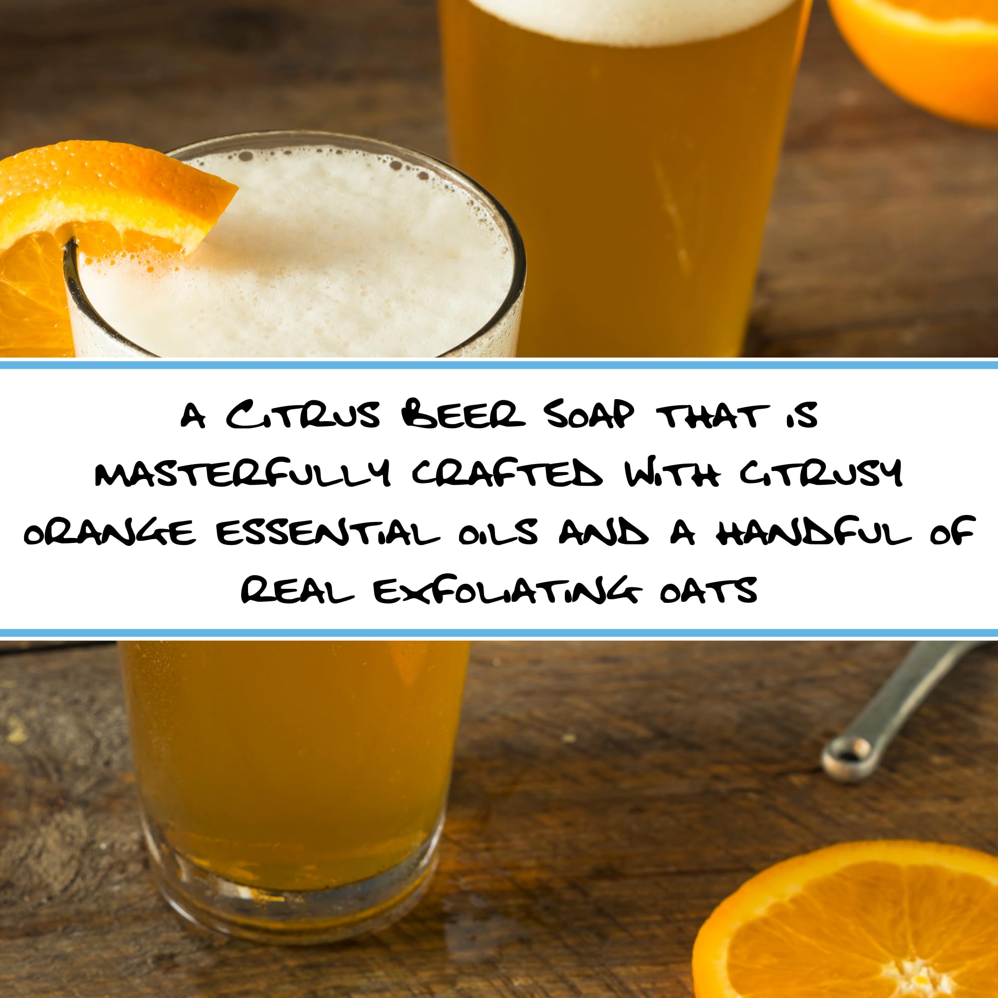 BLUEBYRD Soap Co. Mad Hops Citrus IPA Beer Soap Bar| Vegan Handcrafted High Lathering Beer Soap For Men | Beer Lovers All Natural Soap with Real Exfoliating Oats| Acne Soap Bar made with Beer Hops, Oatmeal, and Orange Essential Oils (BEER)