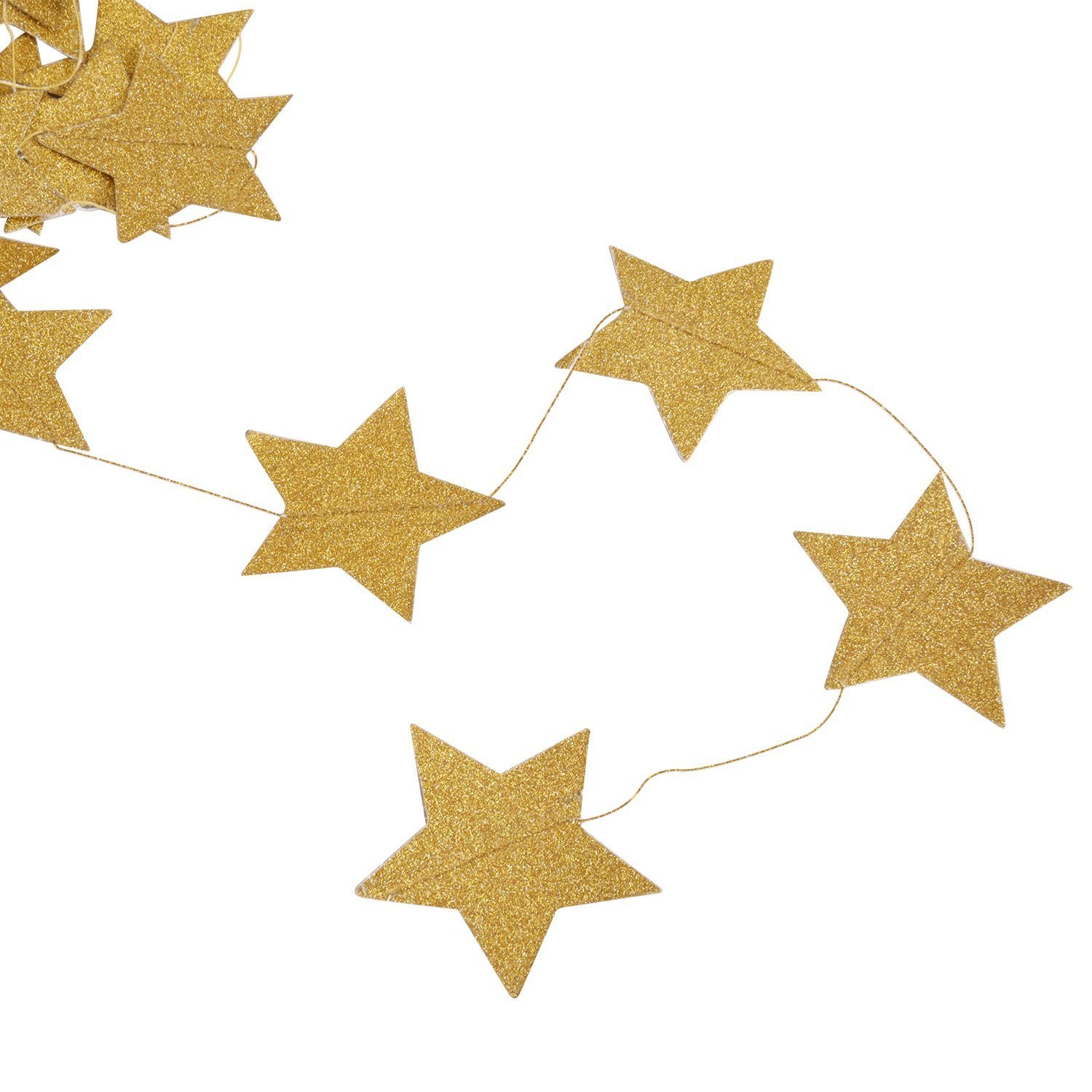 Whaline Star Paper Garland Gold Bunting Banner Hanging Decoration for Wedding Holiday Party Birthday, 660 Inches